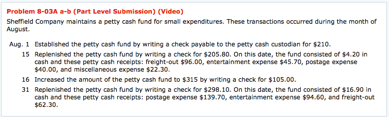 Solved Problem 8-03A a-b (Part Level Submission) (Video) | Chegg.com