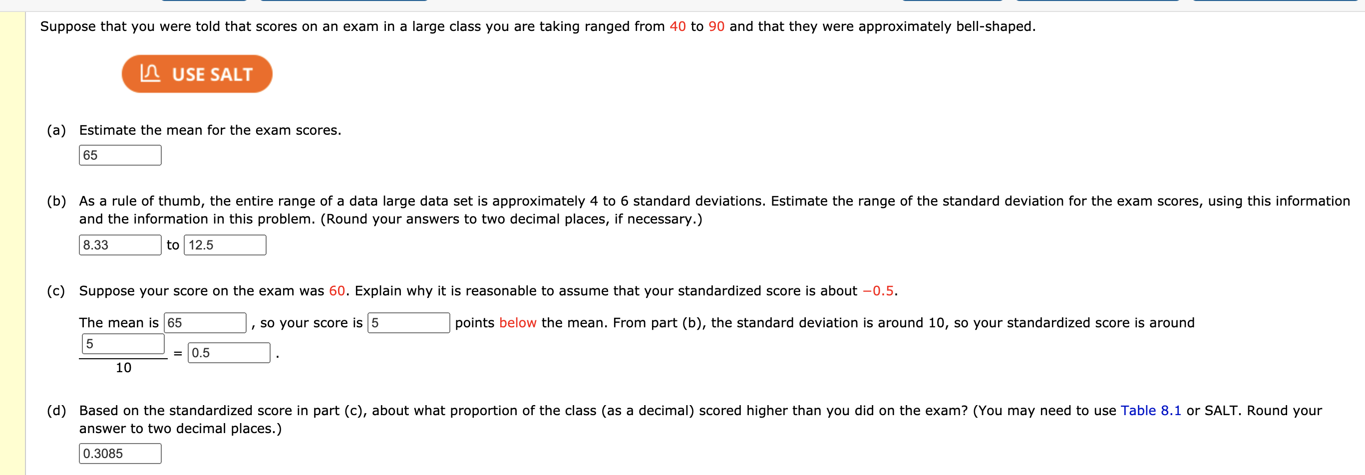 Solved Suppose That You Were Told That Scores On An Exam In Chegg