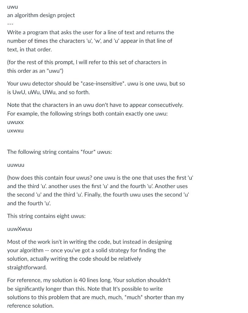 Solved uwu an algorithm design project Write a program that | Chegg.com
