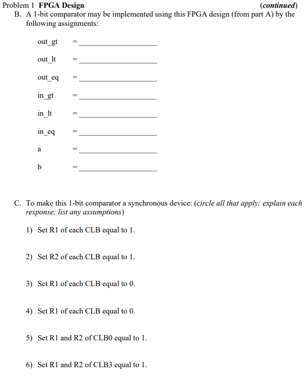 Problem 1 FPGA Design (30 points) Consider a FPGA | Chegg.com