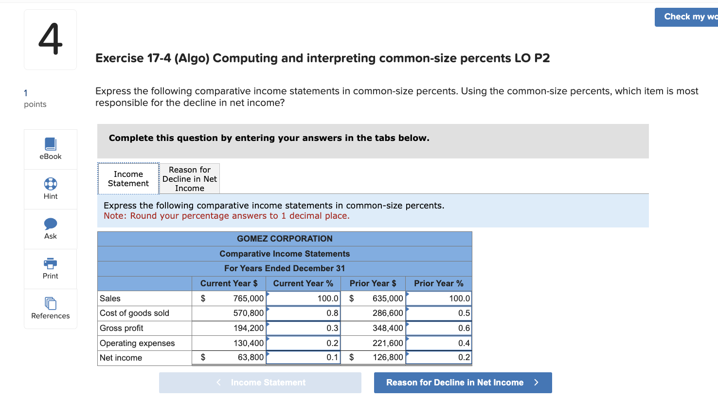 Solved Exercise 17-4 (Algo) Computing and interpreting | Chegg.com