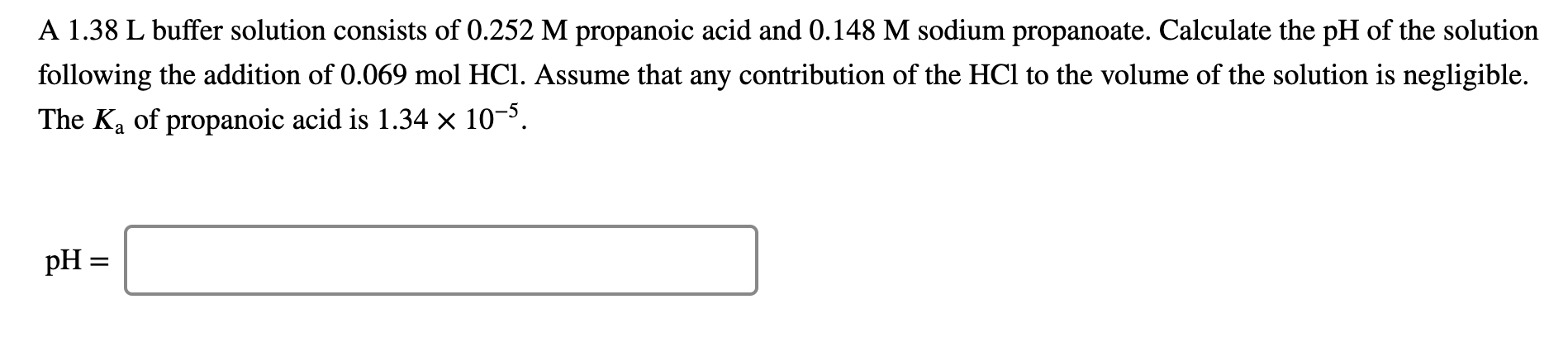 Solved A 1.38 L buffer solution consists of 0.252 M | Chegg.com