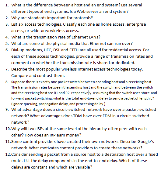 Solved 1. What is the difference between a host and an end | Chegg.com