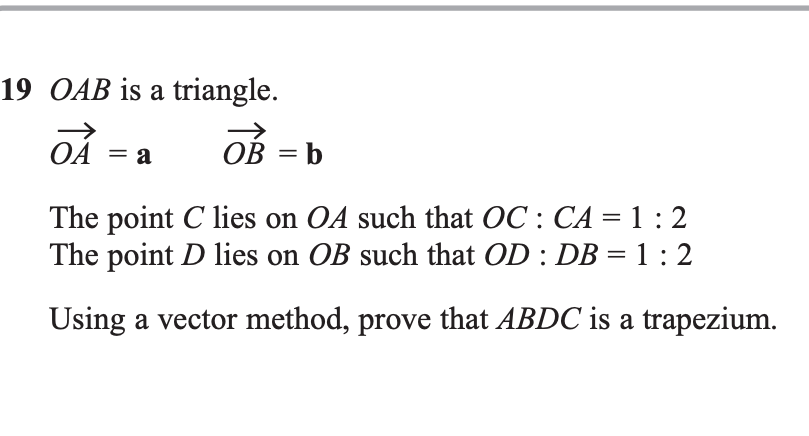 Solved 19 OAB is a triangle. OA = a OB = b The point C lies | Chegg.com