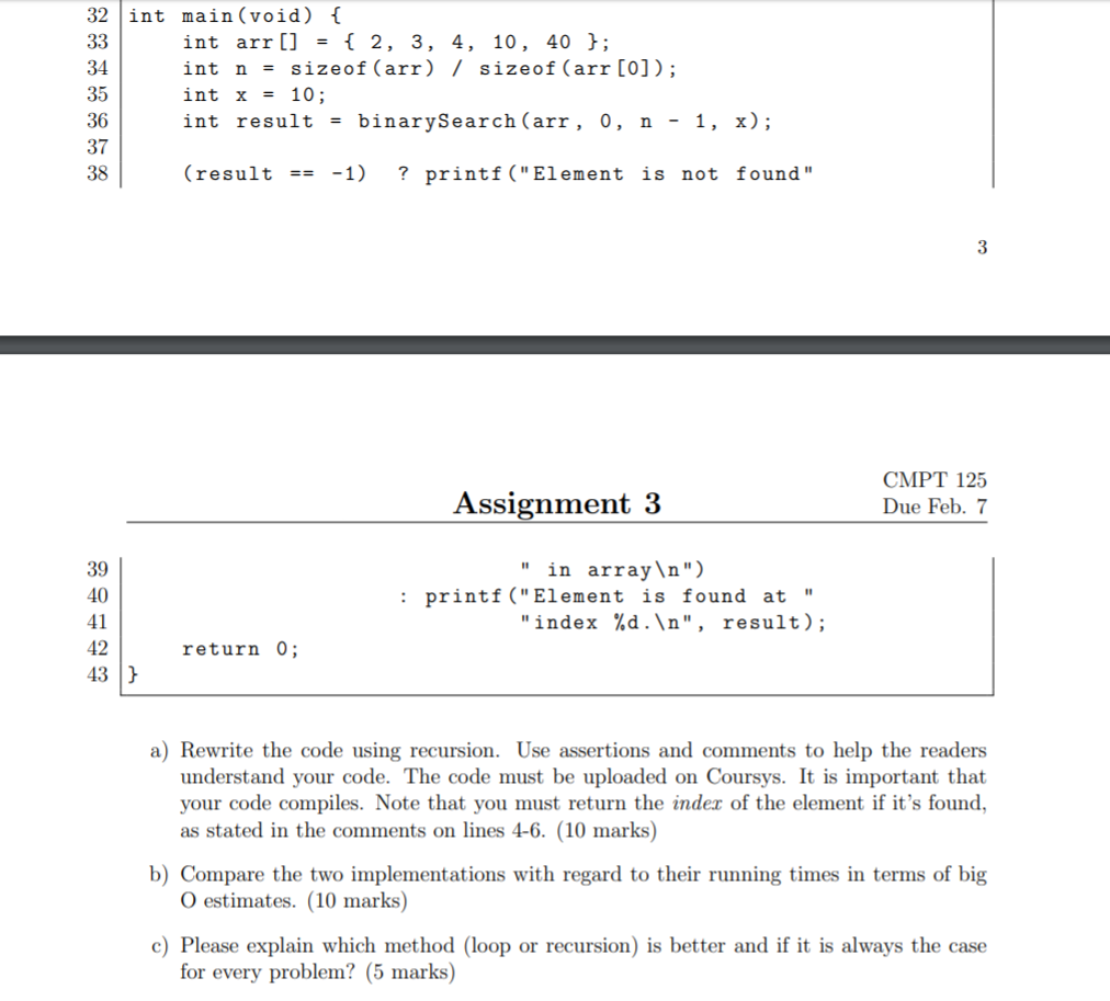 Solved Question 2 25 Marks The Following Code Is An