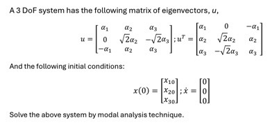 Solved by an EXPERT A 3 ﻿DoF system has the following matrix of | Chegg.com