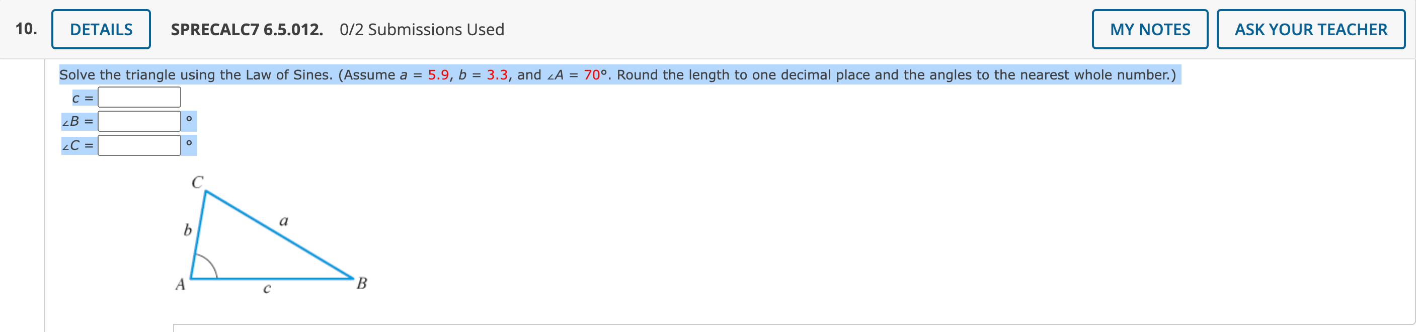 Solved 10. DETAILS SPRECALC7 6.5.012. 0/2 Submissions Used | Chegg.com