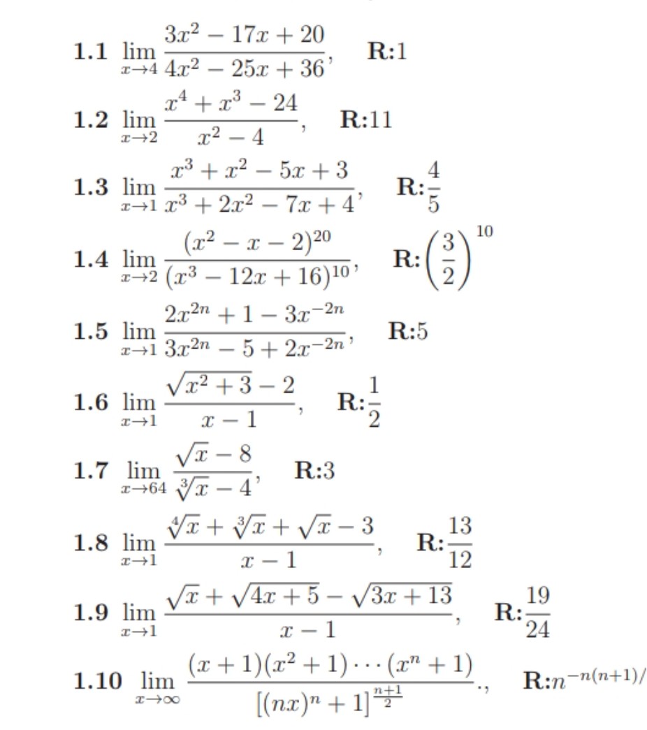 Solved Determine the value of the following limits | Chegg.com
