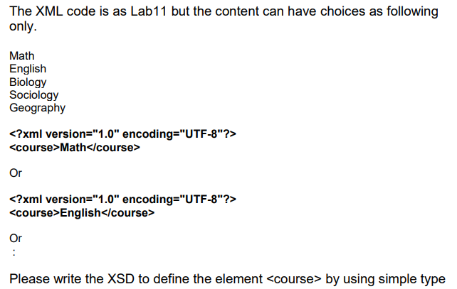 Solved The XML code is as following. Math The XML code is | Chegg.com