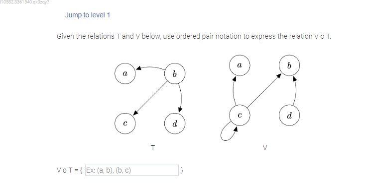 Solved Given The Relations T And V Below Use Ordered Pair 1122