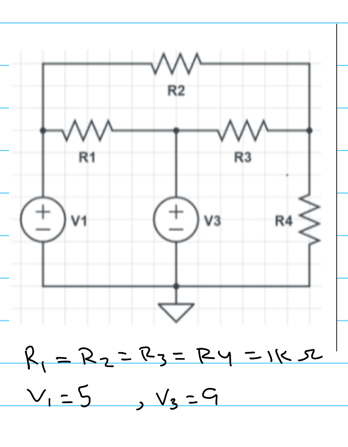 Solved R1=R2=R3=R4=1kΩV1=5,V3=9 | Chegg.com