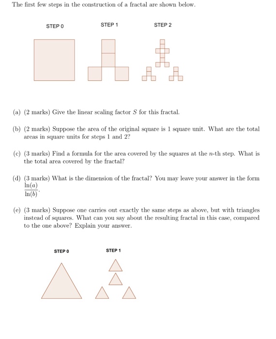 Solved The first few steps in the construction of a fractal | Chegg.com