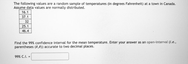 Solved The following values are a random sample of | Chegg.com