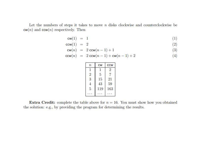 ECE 30 Programming Project Winter 2020 Cyclic Hanoi | Chegg.com