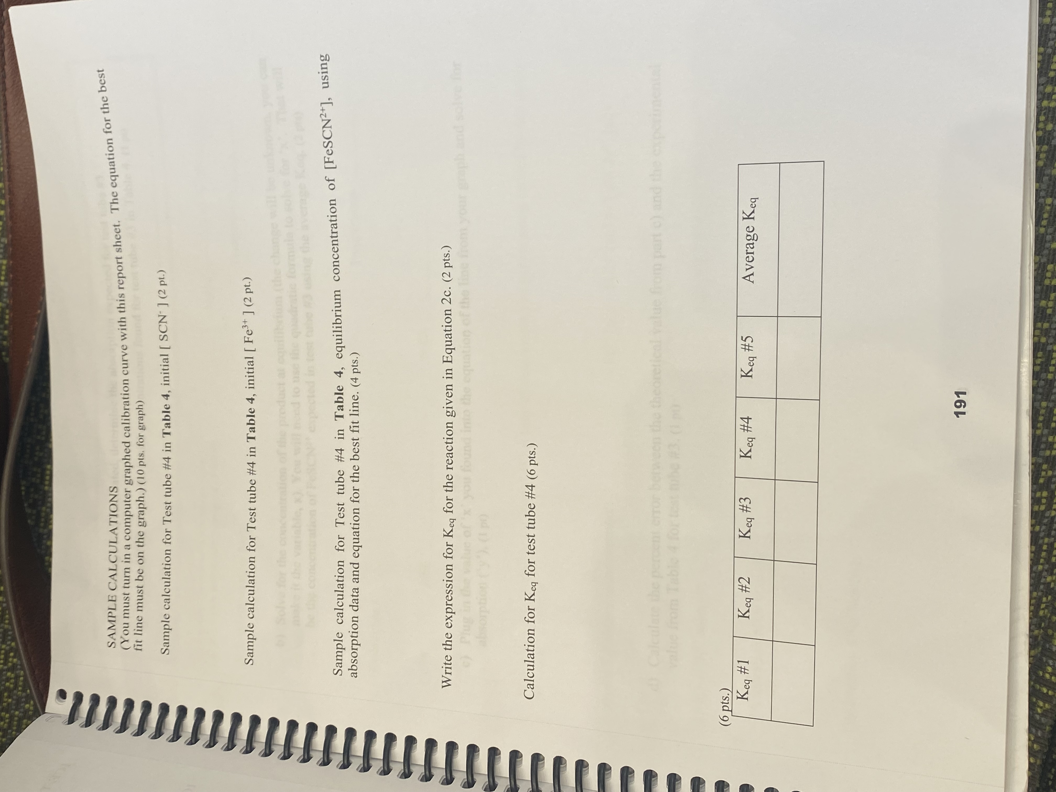 SAMPLE CALCULATIONS (You must turn in a computer | Chegg.com
