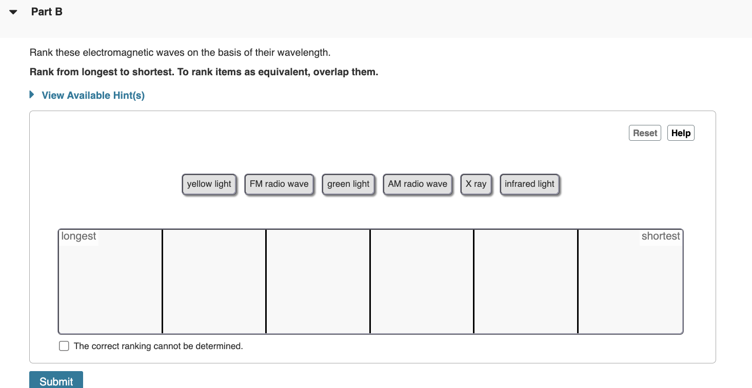 Solved Rank these electromagnetic waves on the basis of | Chegg.com