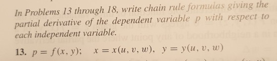 Solved In Problems 13 through 18, write chain rule formulas | Chegg.com