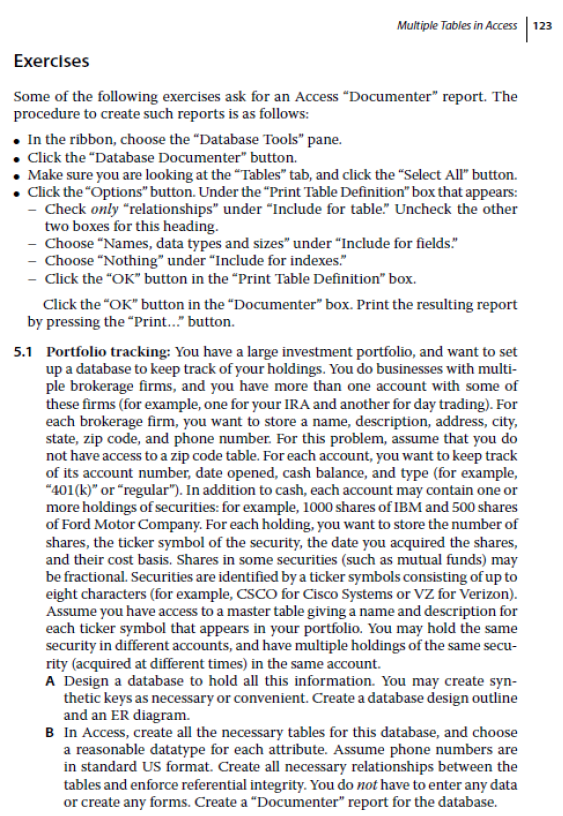 Multiple Tables in Access 123 Exercises Some of the | Chegg.com