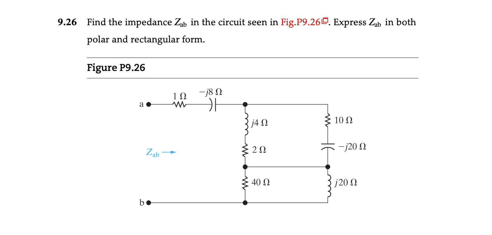 Solved 9.26 Find the impedance Zab in the circuit seen in | Chegg.com
