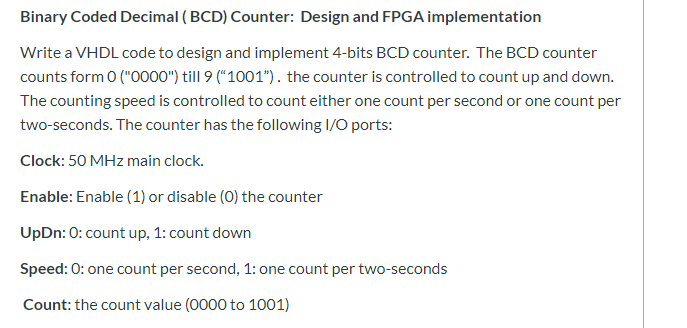 Solved Binary Coded Decimal Bcd Counter Design And Fpga