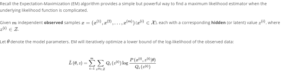 Solved Recall the Expectation-Maximization (EM) algorithm | Chegg.com
