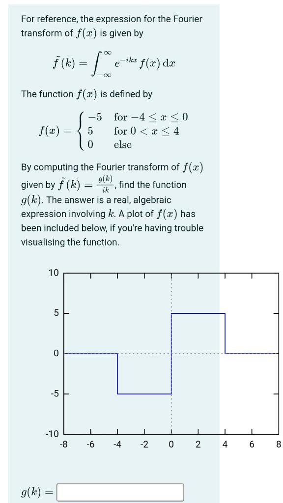 Solved For reference, the expression for the Fourier | Chegg.com