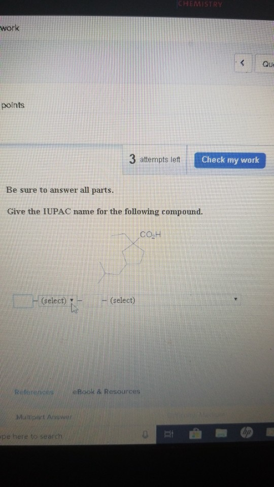 Solved work Que points 3 attempts left Check my work Be sure | Chegg.com