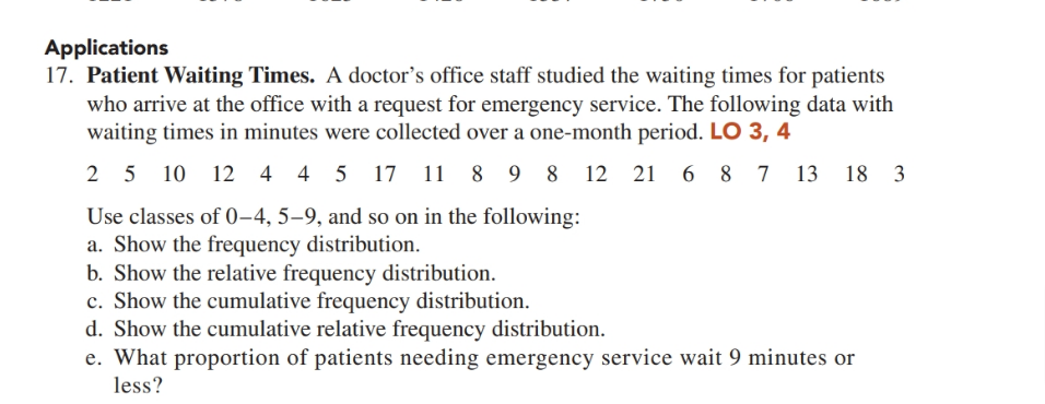 Solved Applications 7. Patient Waiting Times. A doctor's | Chegg.com