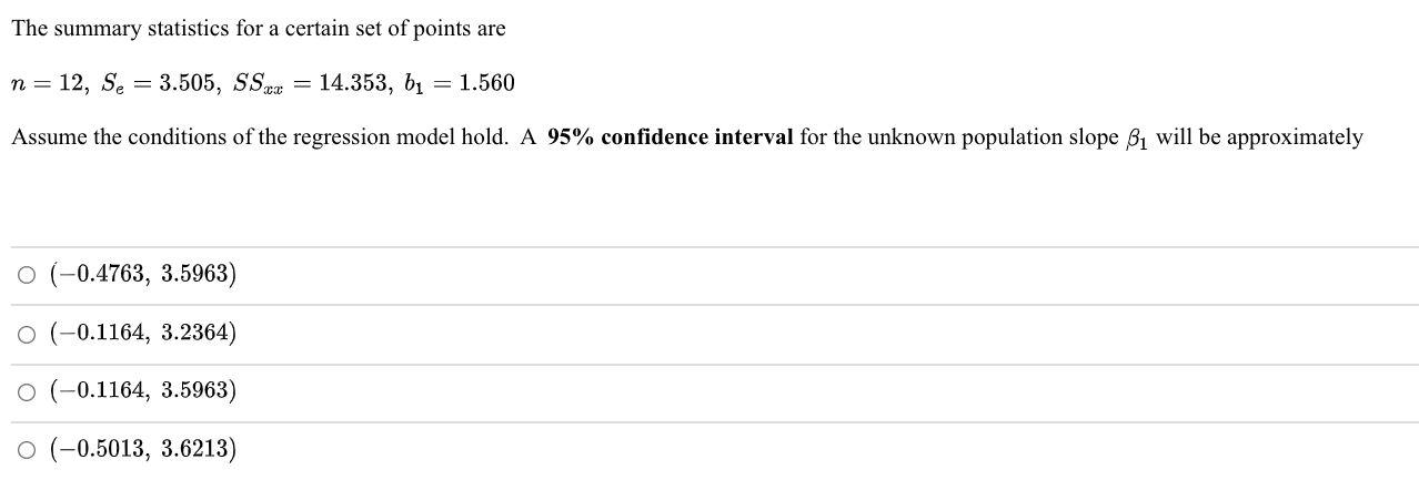 Solved The summary statistics for a certain set of points | Chegg.com