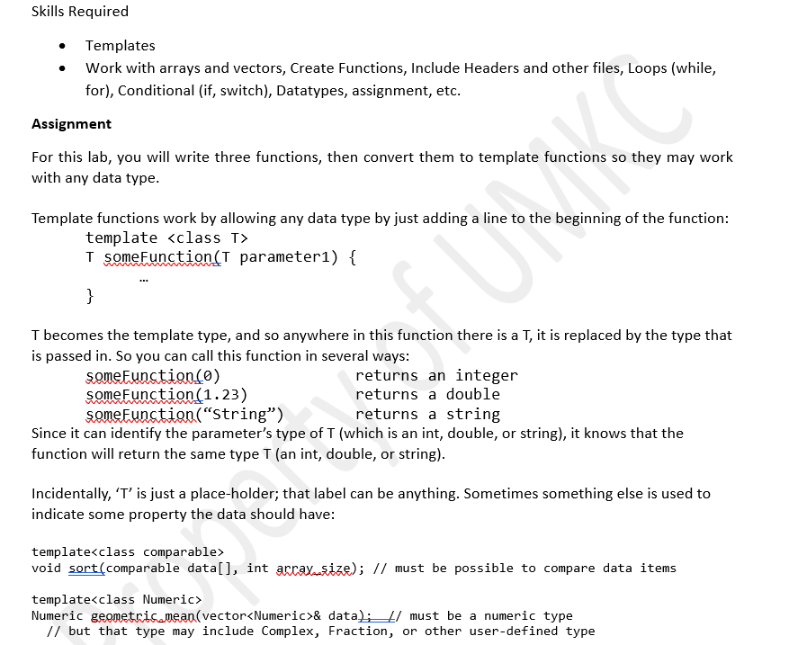 Solved Skills Required Templates Work with arrays and | Chegg.com