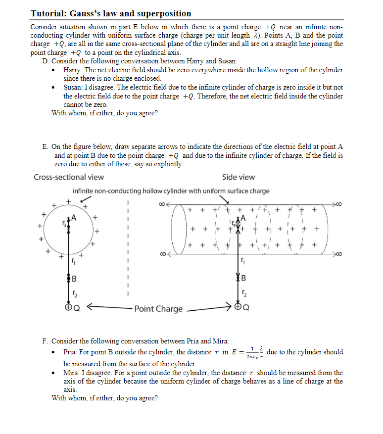 Tutorial: Gauss's law and superposition Consider | Chegg.com