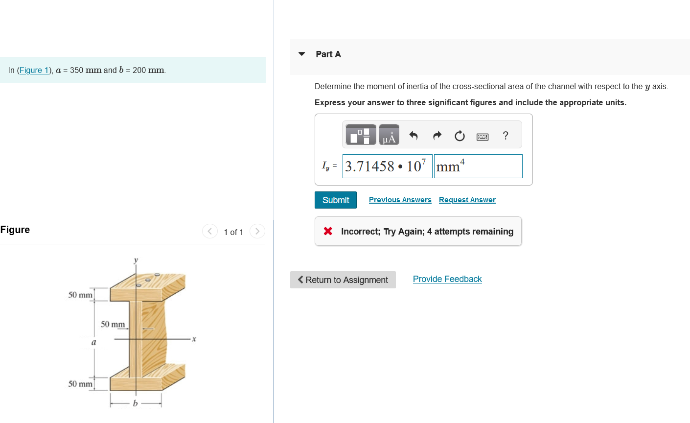 Solved In (Figure 1), a = 350 mm and b = 200 mm . Figure 1 | Chegg.com