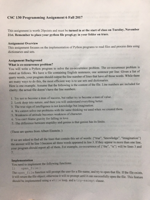 Solved CSC 130 Programming Assignment 6 Fall 2017 This | Chegg.com