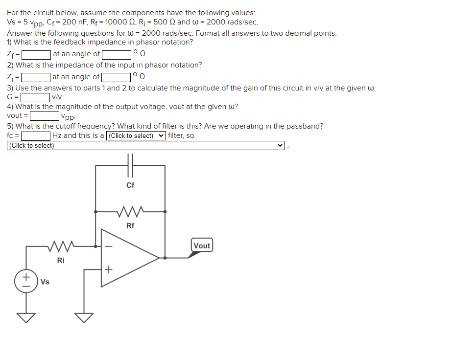 Solved For the circuit below, assume the components have the | Chegg.com