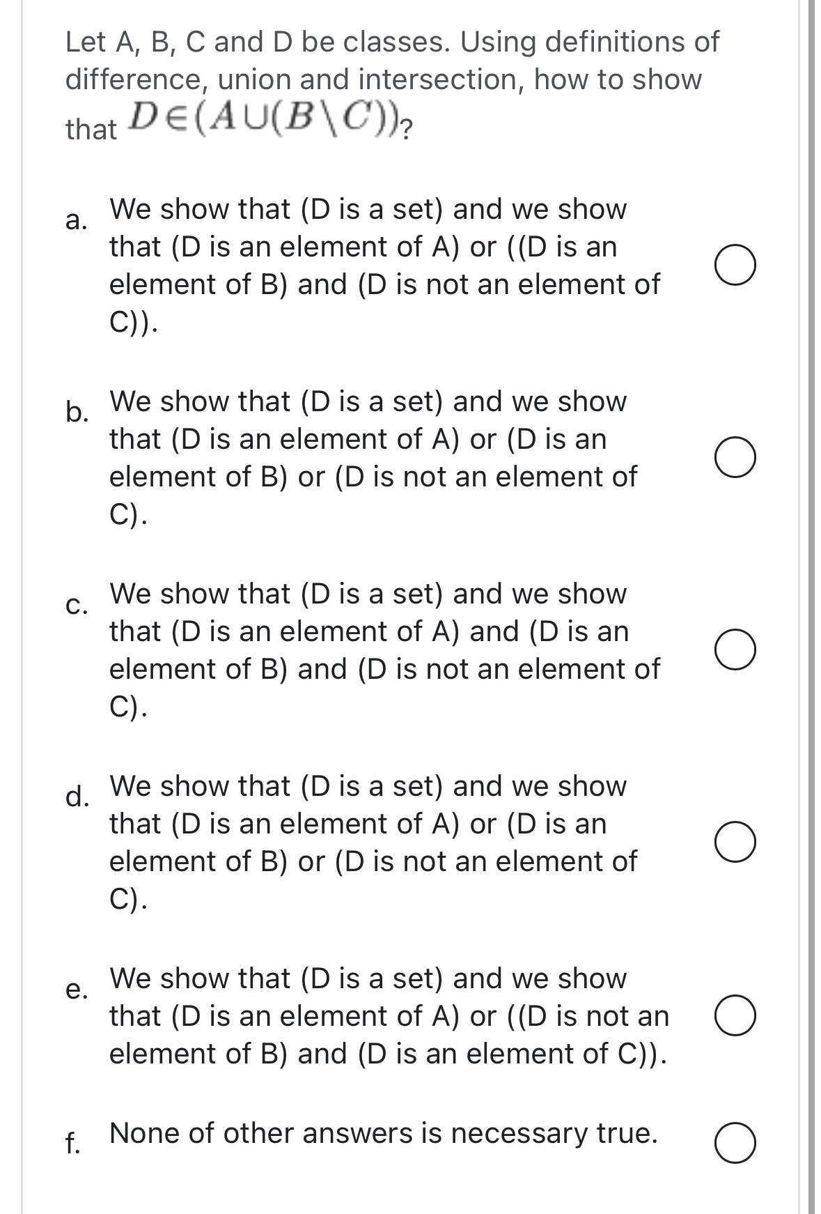 Solved Let A,B,C and D be classes. Using definitions of | Chegg.com