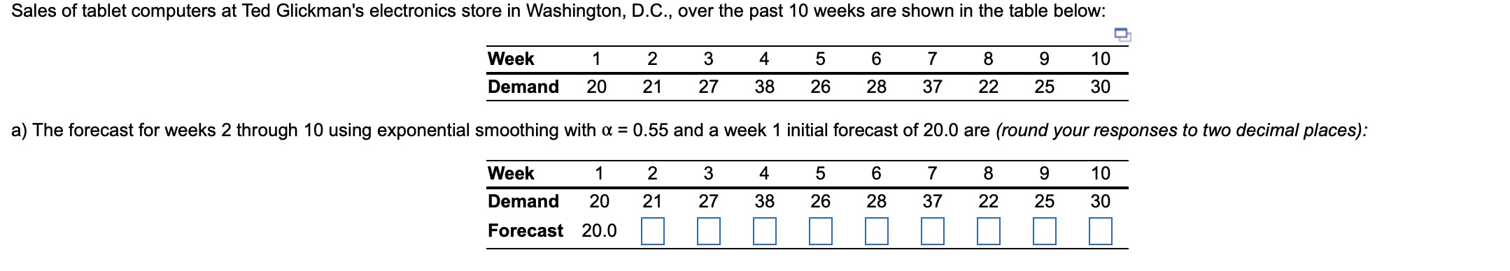 Solved α=0.55 | Chegg.com