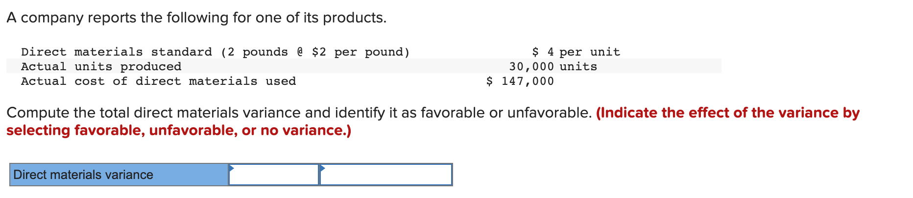 Solved Compute the total direct materials variance and | Chegg.com