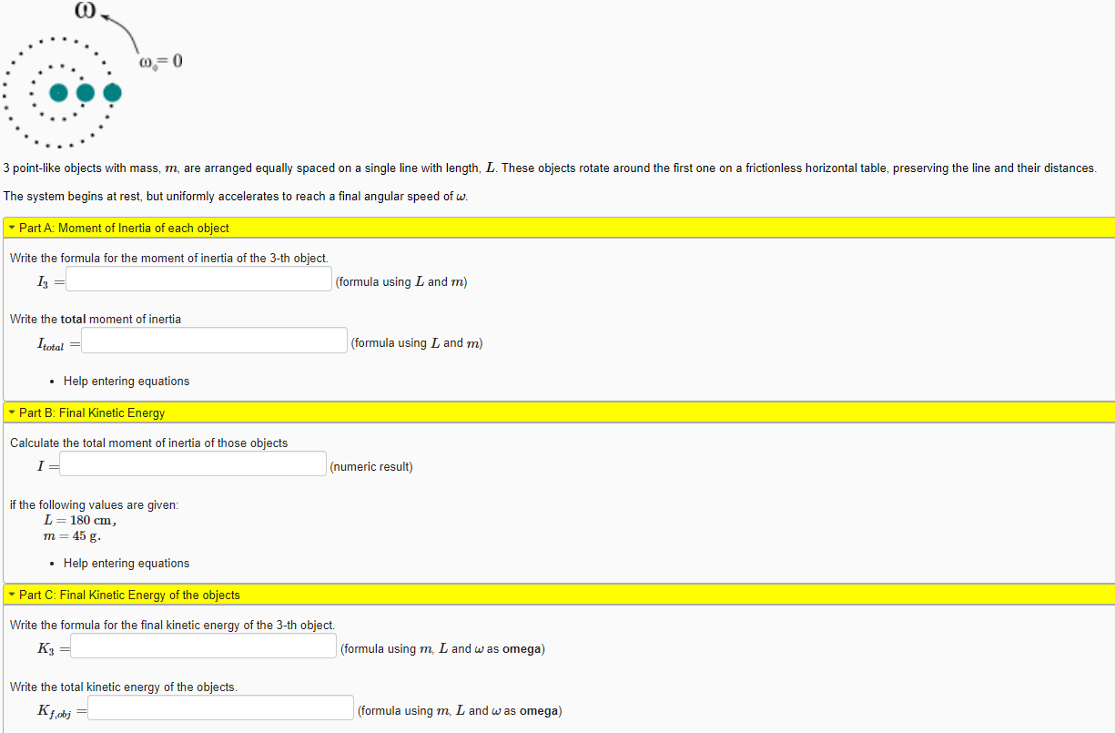 Solved 00 = 0 3 point-like objects with mass, m, are | Chegg.com