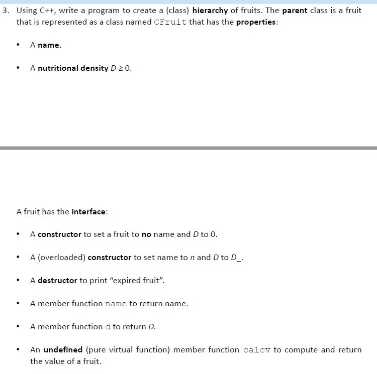 Solved 3. Using C++, write a program to create a (class) | Chegg.com