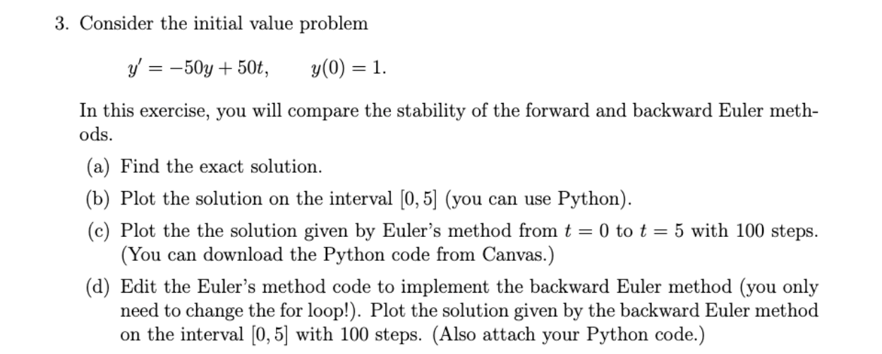 Solved 3. Consider the initial value problem | Chegg.com
