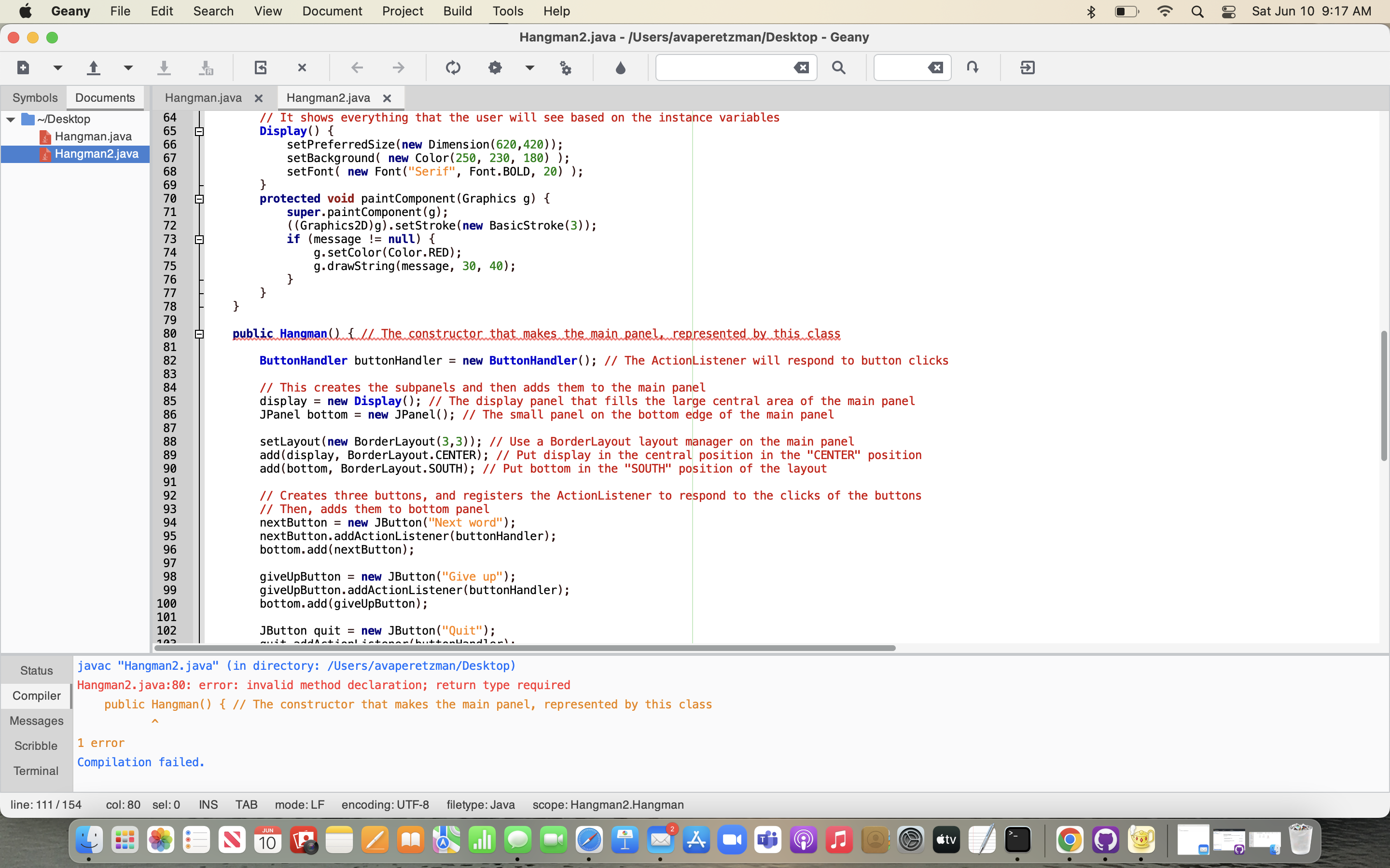 I do not get what my error is here. Here is my | Chegg.com