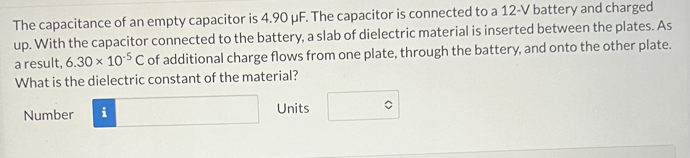 Solved The capacitance of an empty capacitor is 4.90μF. ﻿The | Chegg.com