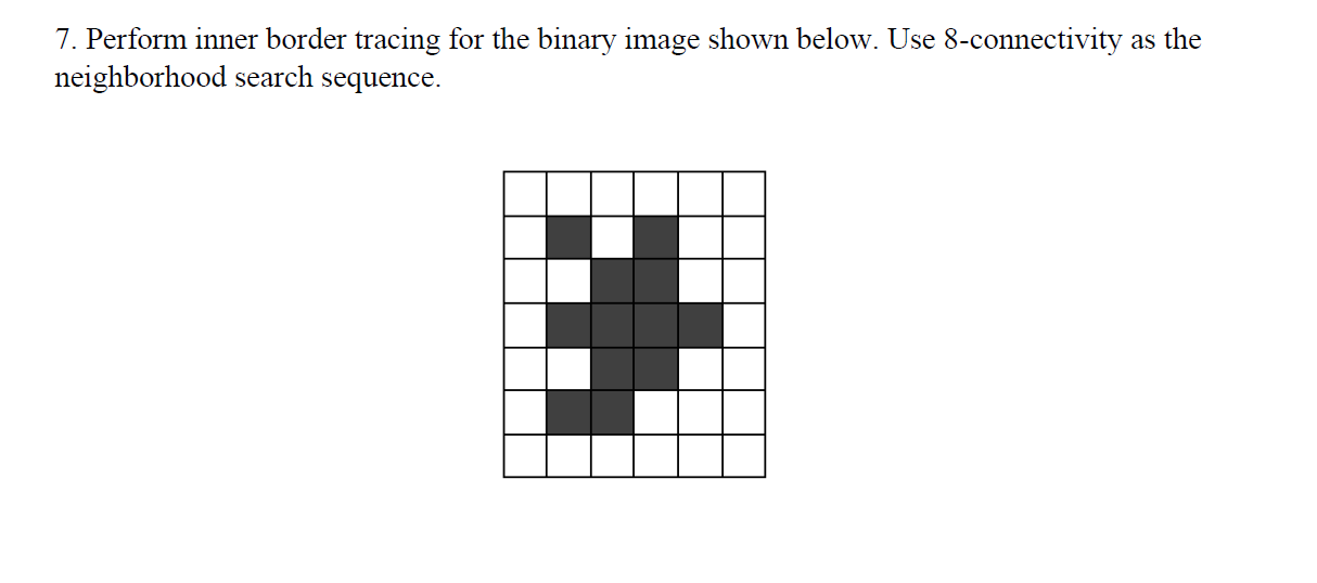 Solved as the 7. Perform inner border tracing for the binary | Chegg.com
