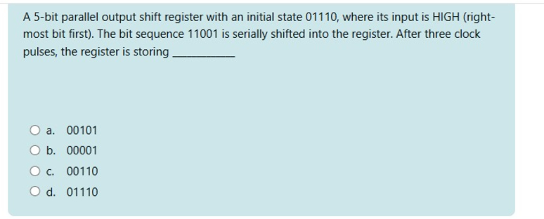 Solved A 5-bit parallel output shift register with an | Chegg.com