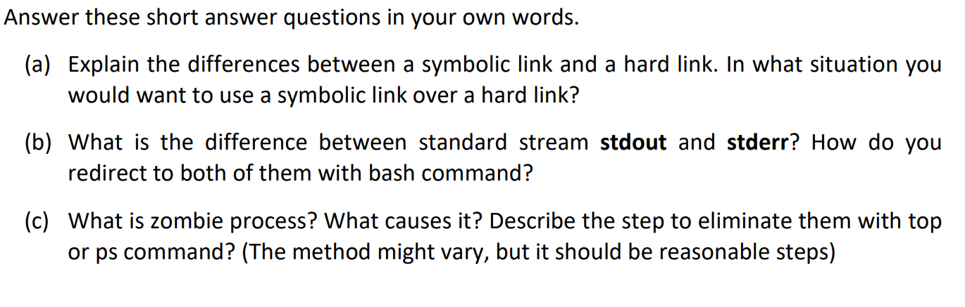 Solved Answer these short answer questions in your own | Chegg.com