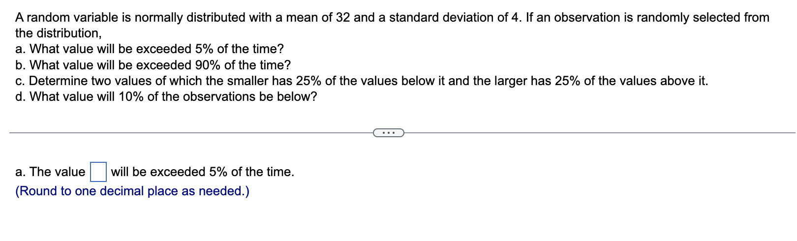 Solved A random variable is normally distributed with a mean | Chegg.com