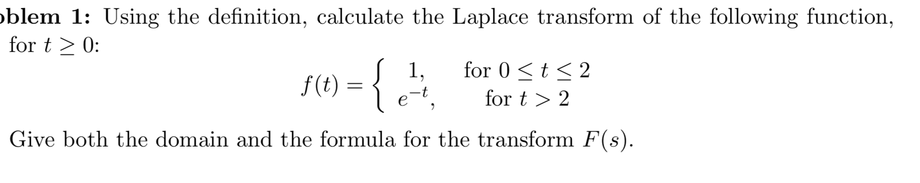 Solved blem 1: Using the definition, calculate the Laplace | Chegg.com