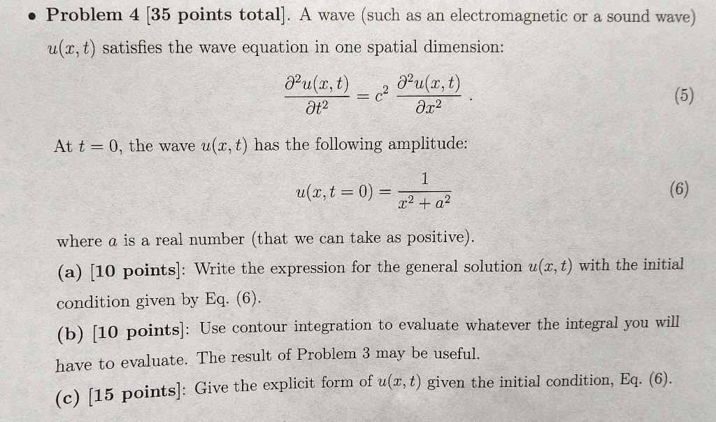Solved Problem 4 [ 35 points total]. A wave (such as an | Chegg.com