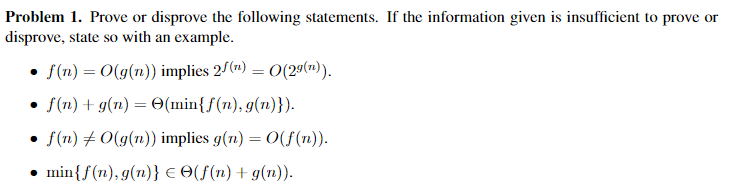 Solved Problem 1. Prove or disprove the following | Chegg.com