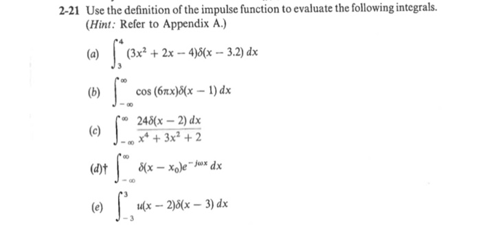 Solved 2-21 Use the definition of the impulse function to | Chegg.com